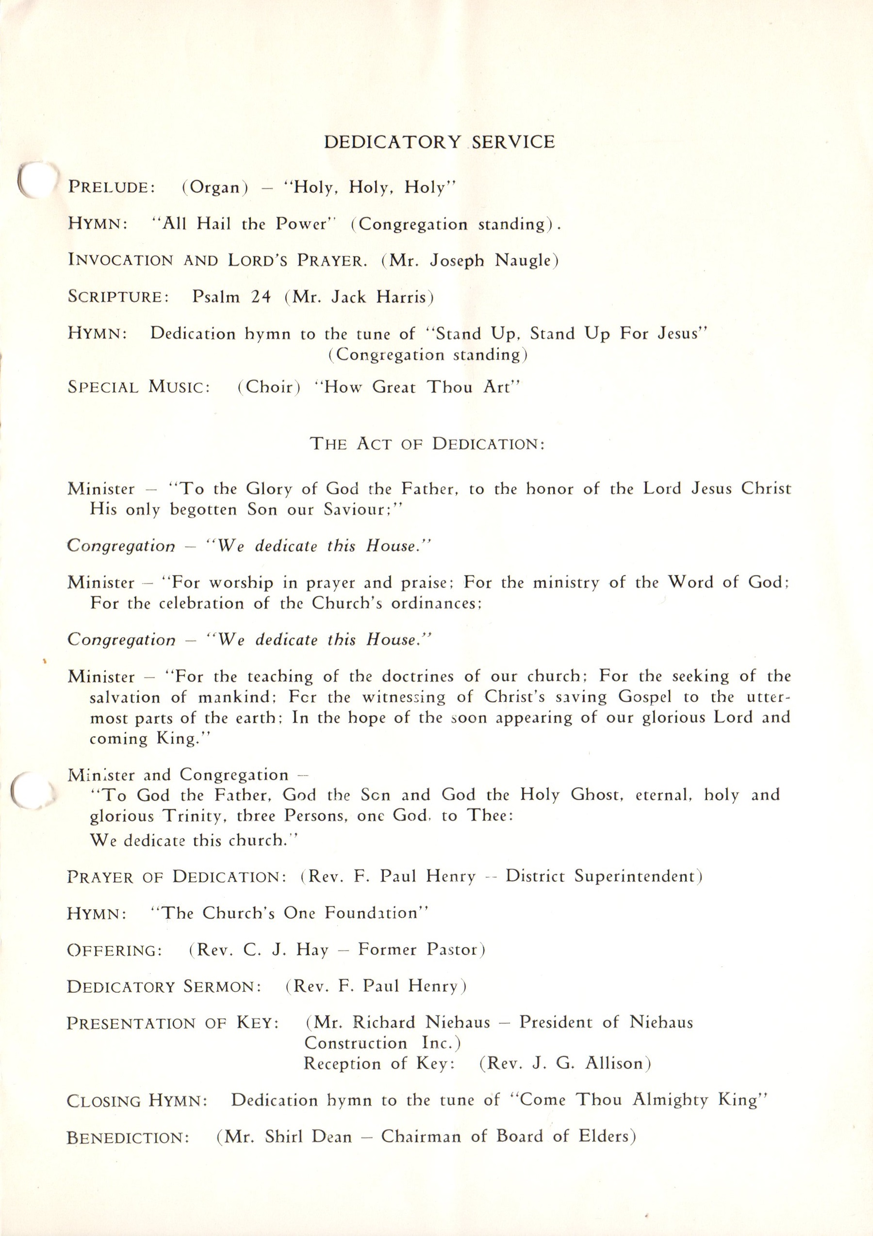 1968 Dedication Services Brochure Page 5 – CHRIST ALLIANCE CHURCH