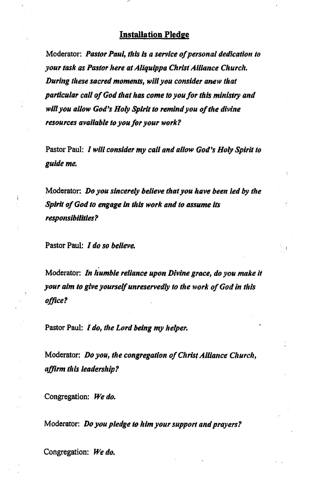 2017 Pastor Installation Service Page 5 – CHRIST ALLIANCE CHURCH